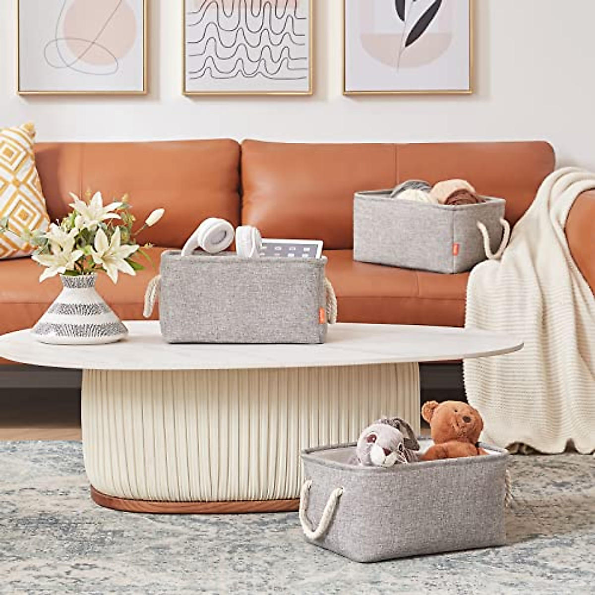 Lifewit 6 Pack 18L Storage Cubes (Light Grey), Bundle with 6 Pack 20L Storage Baskets (Grey)