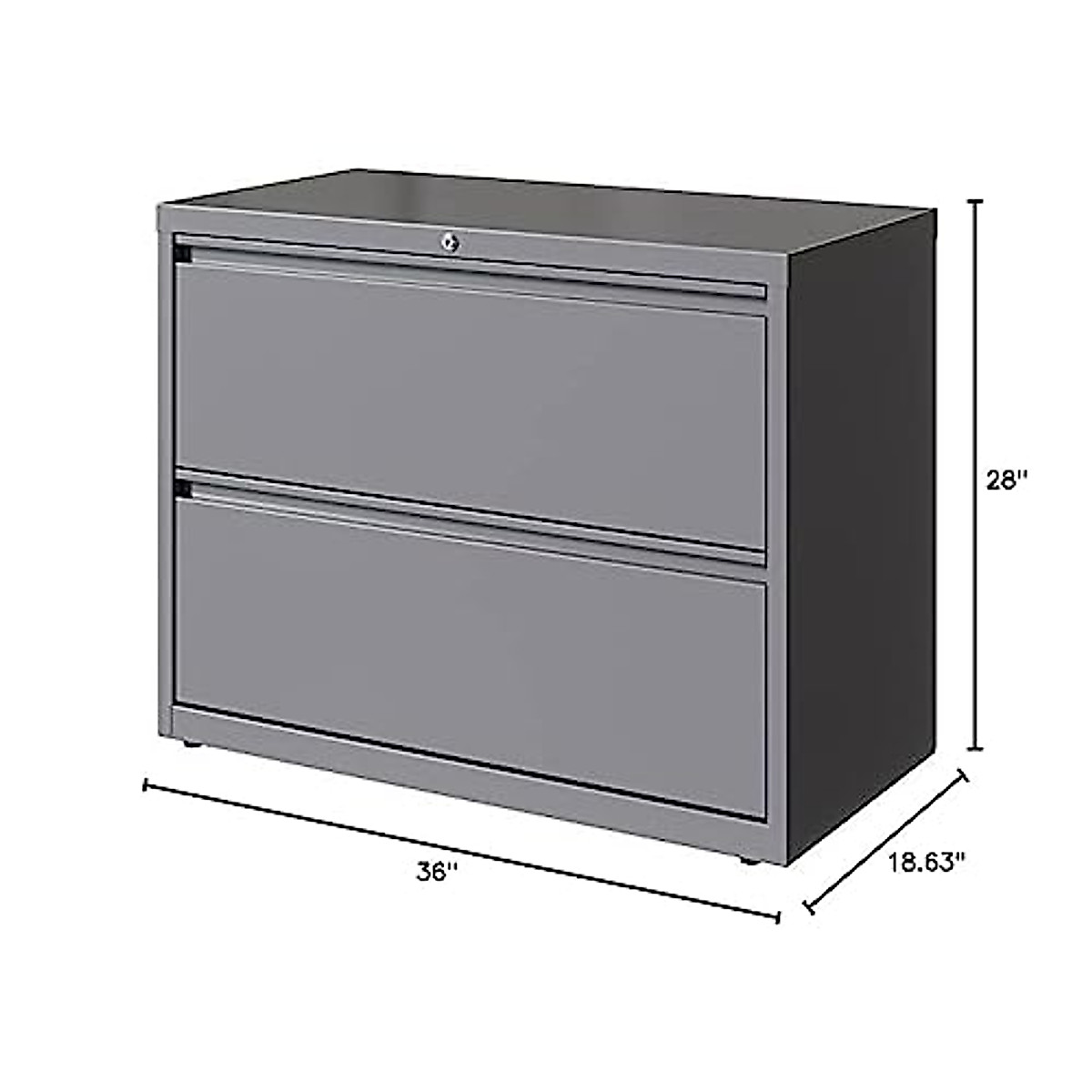 Hirsh 36in Wide HL10000 Series 2 Drawer Metal Lateral File Cabinet Arctic Silver