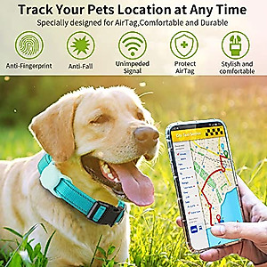 AirTag Dog Collar for Small Medium Large Dogs, Animire Soft Neoprene Padded Pet Cat Collar, Nylon Puppy Collar with Silicone Air Tag Case Holder Accessories, 9''-16'' Neck