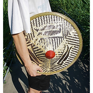 xihexi Chinese Bamboo Hat Oriental Asian Japanese Garden Fish Conical Cap Dia.19 Inch