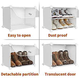 VIPZONE 10-Tier Narrow Shoe Rack,20 Pairs Tall Shoe Cabinet Storage,Vertical Shoe Organizer for Closet,Entryway,Hallway, Bedroom,Shoe Storage with Door,Plastic Shoe Shelves,White