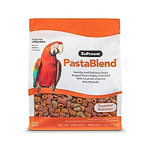 ZuPreem PastaBlend Bird Smart Pellets Food for Large Birds, 3 lb Bag - Made in The USA, Daily Nutrition, Essential Vitamins, Minerals, for Amazons, Macaws, Cockatoos