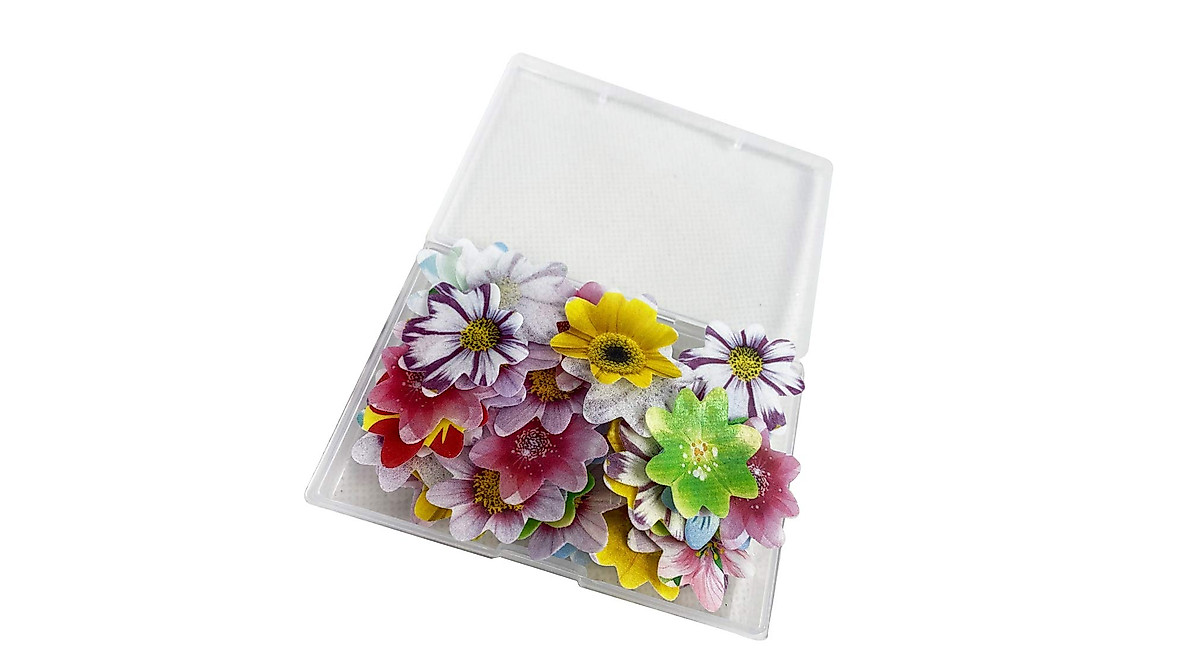 Edible Mini Flower Toppers: 48 Cupcake & Cake Decorations