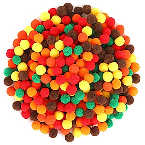 SEPGLITTER Fall Pom Poms Balls, 1000 Pieces Orange Brown Pom Poms for Crafts Making DIY Autumn Thanksgiving Party Decorations Supplies (6colors, 1 cm )