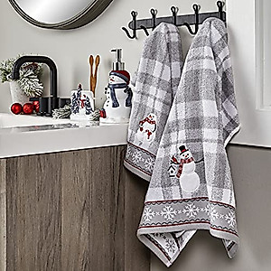 SKL Home by Saturday Knight Ltd. Whistler Snowman Hand Towel (2-Pack),Cotton, Gray