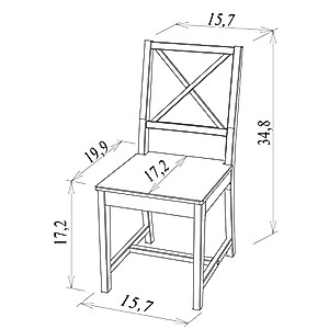 DAIVA CASA Dining Chair Wooden Set of 2- Chair Accent Dine in Chair - Upholstered Chair with X-Back, Brown Chair Back or White Dining Chair - Modern Chair Furniture Chair Mira Living Room Chair Small