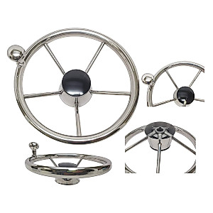 Pactrade Marine Destroyer 15 1/2" Steering Wheel Control Knob Black Cap 5 Spoke