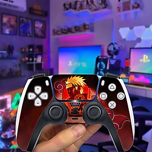 HK Studio Anime Ninja Decal Sticker Skin Specific Cover for Both PS5 Disc Edition and Digital Edition - Waterproof, No Bubble, Including 2 Controller Skins and Console Skin