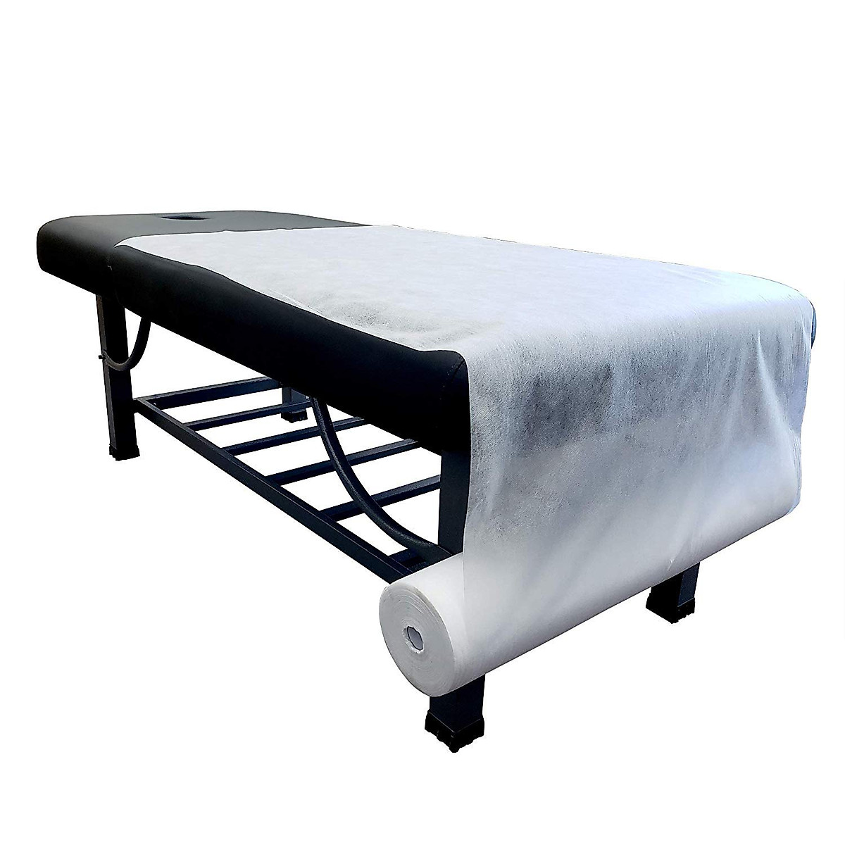 TOA Disposable Exam Table Paper 6 Roll Case - Strong Non Woven Table Paper - Medical Bed Cover - Pre-Cut Paper Sheets with Face Hole - Latex-Free - White Examination Bed Paper - 50 Sheet per Roll