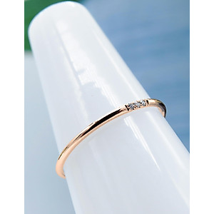 Dazzlingrock Collection 0.02 Carat (ctw) Round White Diamond 3 Stone Ring for Women in 10K Rose Gold Size 6.5