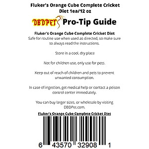 Fluker's Orange Cube Complete Cricket Diet 12oz - Includes Attached DBDPet Pro-Tip Guide
