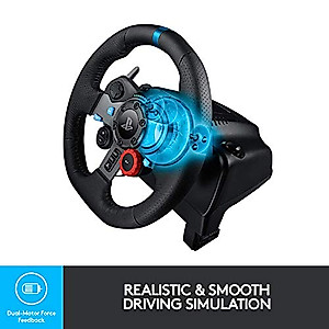 Logitech G29 Driving Force Racing Wheel and Floor Pedals, Real Force Feedback, Stainless Steel Paddle Shifters, Leather Steering Wheel Cover for PS5, PS4, PC, Mac - Black