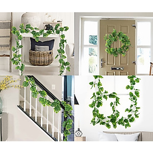 RECUTMS 4Pcs Artificial Monstera Leaves Vines, 5.9FT Fake Hanging Plant Ivy Faux Tropical Palm Leaf Greenery Garland for Garden Porch Patio Jungle Luau Beach Birthday Party Indoor Outdoor Spring Décor