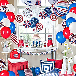 JOYYPOP 80Pcs Red White and Blue Latex Balloons with Confetti Balloons for 4th of July Decorations Independence Day Patriotic Anniversary