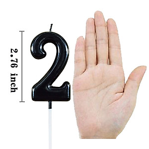 Black Number 2 Birthday Candles 2nd Two Second Year Bady Roman Numberal Cool Cake Happy Candle for Kids Men Women No 20 21 22 23 24 25 26 27 28 29