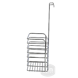 YBM HOME Multipurpose Over The Door Storage Basket Caddy - Works as a Kitchen Cabinet Organizer, Wine Holder, Bathroom Shower Caddy Tray, Storage Bags, Cleaning Supplies, 2-Pack Chrome 2217