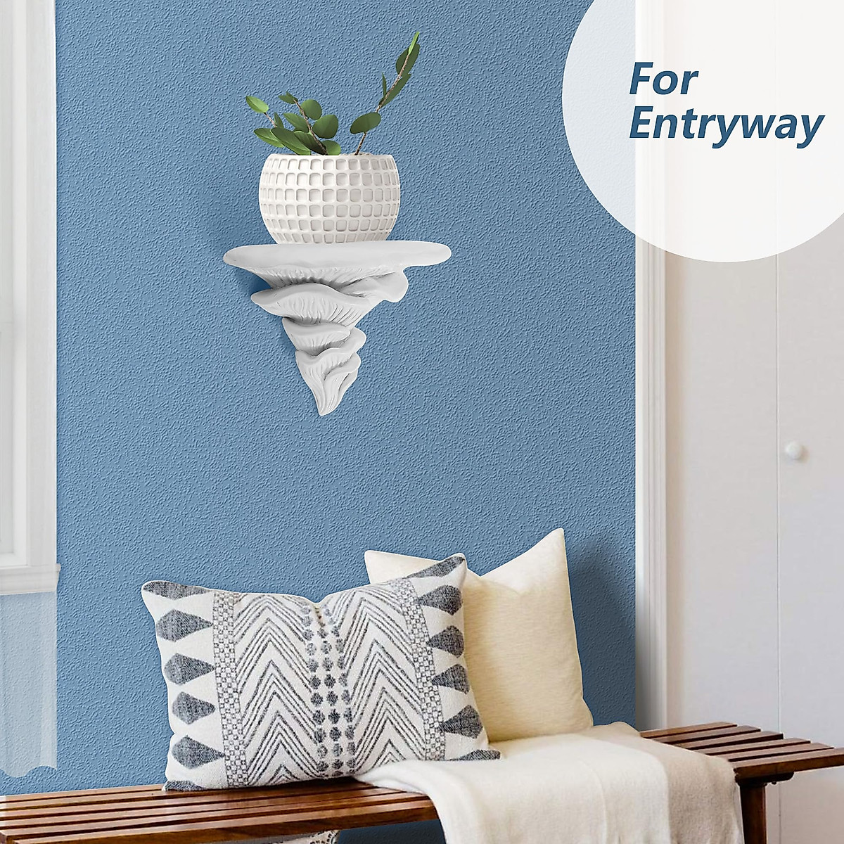 UITWMKTG 1 Pack Large Mushroom Shelf White Floating Shelves Unique Wall Decor Resin Decoration Hanging Shelf for Home Living Room Bedroom Kitchen Gifts for Mushroom Lovers