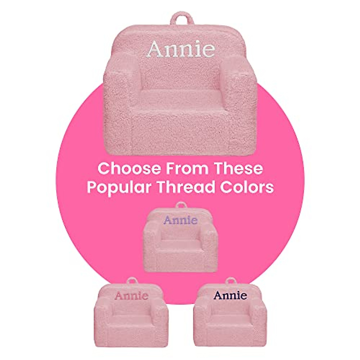 Delta Children Cozee Sherpa Chair – Customize with Name – Foam Kids Chair for Ages 18 Months and Up, Pink