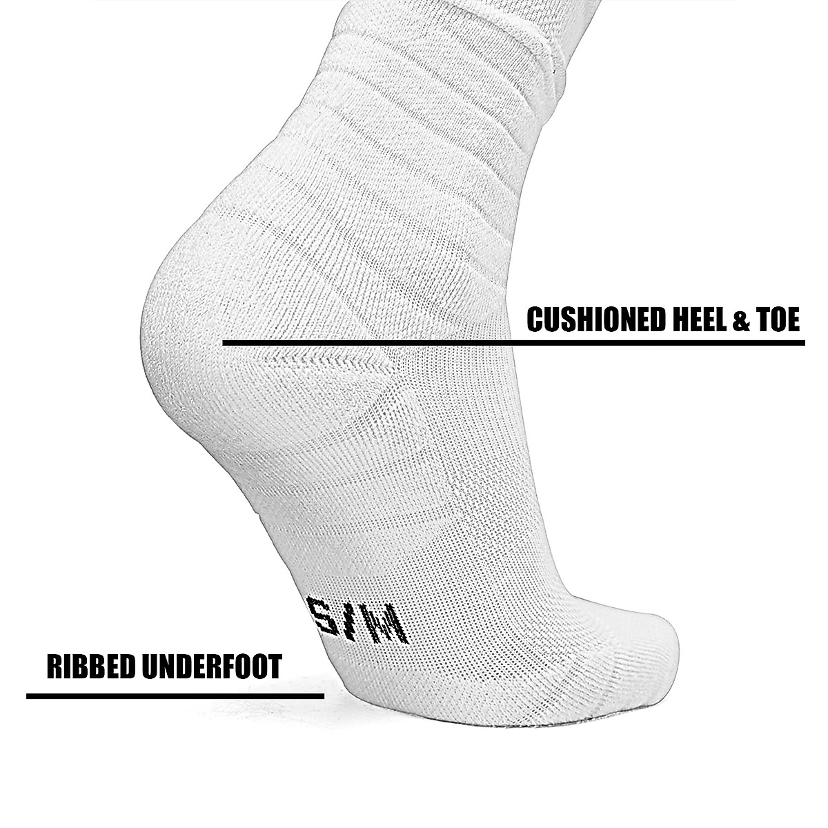 Yxmeiguo Scrunch Football Socks Extra Long Football Padded Sports Athletic Socks for Men Women with Ankle Support Football Accessories, White