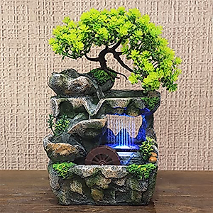 AMAVIP Rockery Stream Tabletop Fountain, Zen Meditation Indoor Waterfall Feature with Automatic Pump, for Home Office Bedroom Desk Decoration (Style 2)