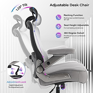 500lbs Big and Tall Office Chair- Heavy Duty Executive Computer Chair with 3D Flip Arms Large Wheels, Ergonomic Mesh High Back Desk Chair, Extra Wide Seat Adjustable Lumbar Support&Headrest