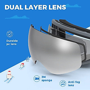 OMID Kids Ski Goggles, Anti-fog UV Protection Snow Goggles for Youth Boys Girls