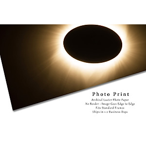 Celestial Photography Print (Not Framed) Picture of Total Solar Eclipse at Totality Sun Moon Wall Art Science Nature Decor (5" x 7")