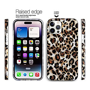 J.west iPhone 14 Pro Case, Luxury Sparkle Clear Leopard Silicone Cover, 6.1 inch Cheetah Design for Girls & Women