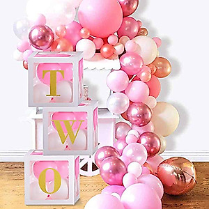 2nd Birthday Decorations for Girl TWO Balloons Boxes Decorations with Balloons for Girls Two Sweet Birthday Party Photo Props Decorations Supplies