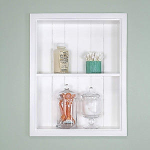 Fox Hollow Furnishings 14x18 Sloane Recessed Wall Niche Medicine Cabinet Replacement, in The Wall Bathroom Cabinet Insert Shelf/Shelves, Made in North America, Real Wood, NO MDF, White Beadboard Back