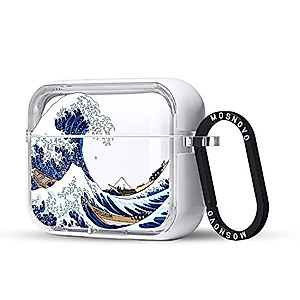 MOSNOVO Airpods Pro 2 Case, Apple Airpods Pro 2 Case, Tokyo Wave Clear Case Design with Luxe Metal Ring Shockproof Protective Cover Case for Airpods Pro Generation