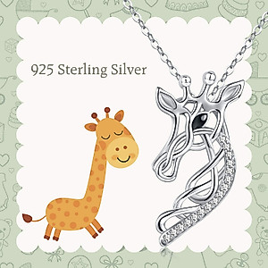 JUSTKIDSTOY Celtic Knot Necklace Giraffe Pendant 925 Sterling Silver Giraffe Animal Head Necklace Giraffe Jewelry Mothers Day Gifts for Women Daughter