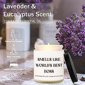 Boss Gifts for Women, Boss Lady Gifts for Women, Gifts for Boss, Boss Birthday Gifts, Boss Day Gifts, Funny Boss Gifts for Coworker Leaving Farewell Retirement, 7oz Soy Wax Lavender Scented