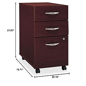 Bush Business Furniture Series C 3 Drawer Mobile File Cabinet in Mahogany