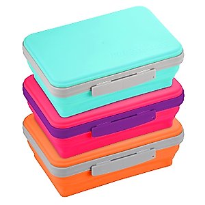 It's Academic Flexi Storage Box with Lid, Collapsible Pencil Case Design for Craft and School Supplies, 3-Pack