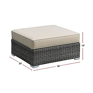 simple relax Tessio Outdoor Modular Patio Resin Wicker Ottoman in Beige
