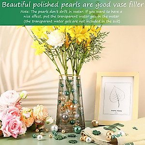 Jadive 200 Pieces Pearl for Vase Filler Pearl Beads Vase Centerpieces No Hole Pearl Vase Makeup Beads Brushes Holder for Home Wedding Table Decor, 10/14/20/30 mm(Gold, Green, White)