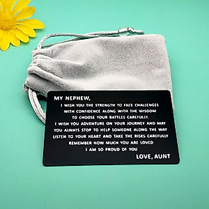 Nephew Gifts From Auntie Aunt Engraved Wallet Card Inserts Inspirational Gifts Card To My Nephew Gift Encouragement Metal Wallet Inserts Card Motivational Gift Christmas Graduation Birthday Gift