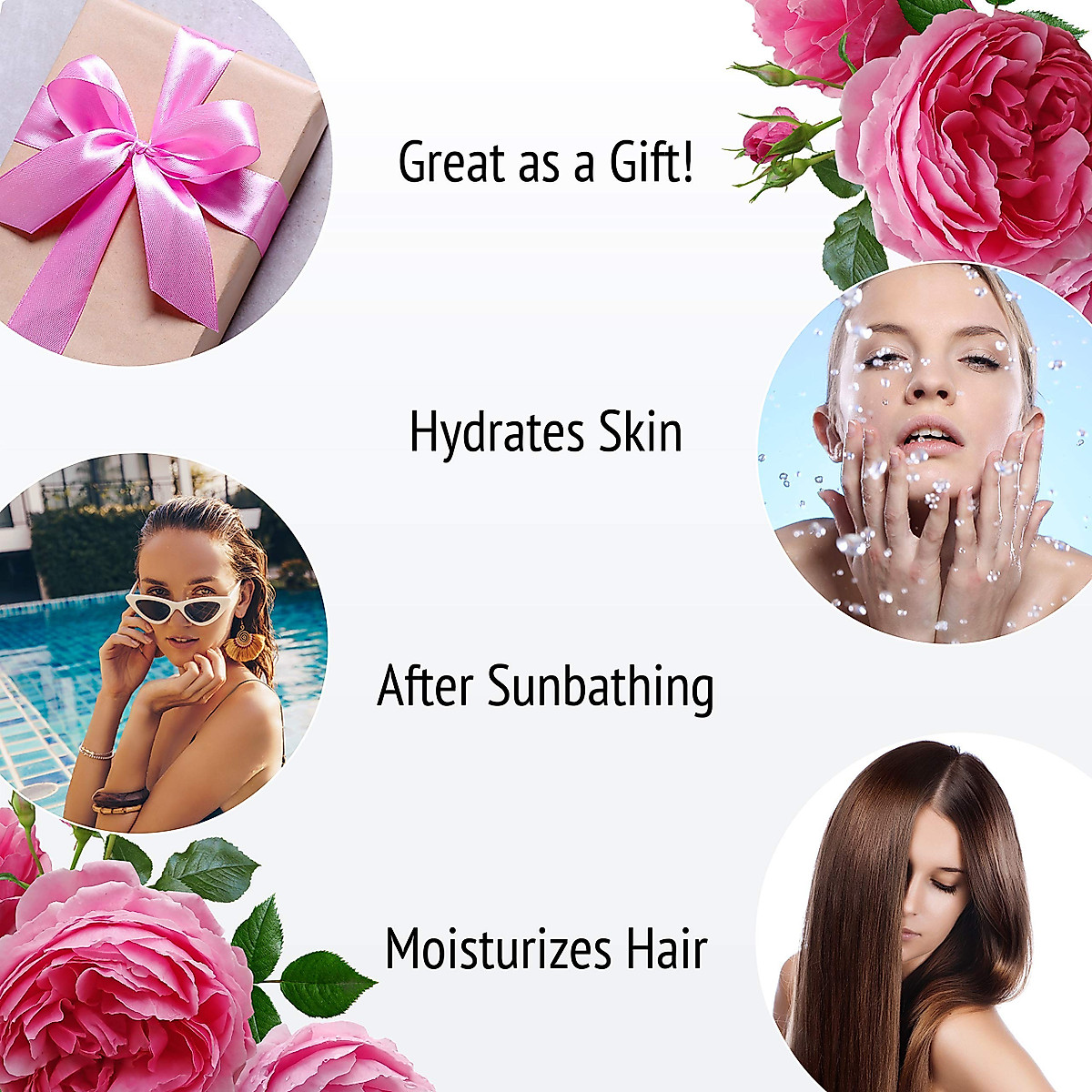 Rose Water for Face & Hair - CERES Certified Organic Rosewater. Facial Toner, Alcohol-Free Makeup Setting Hydrating Spray Mist. 100% Natural Anti-Aging Petal Rosewater by Dr.Crystal, 3.4oz Travel Size