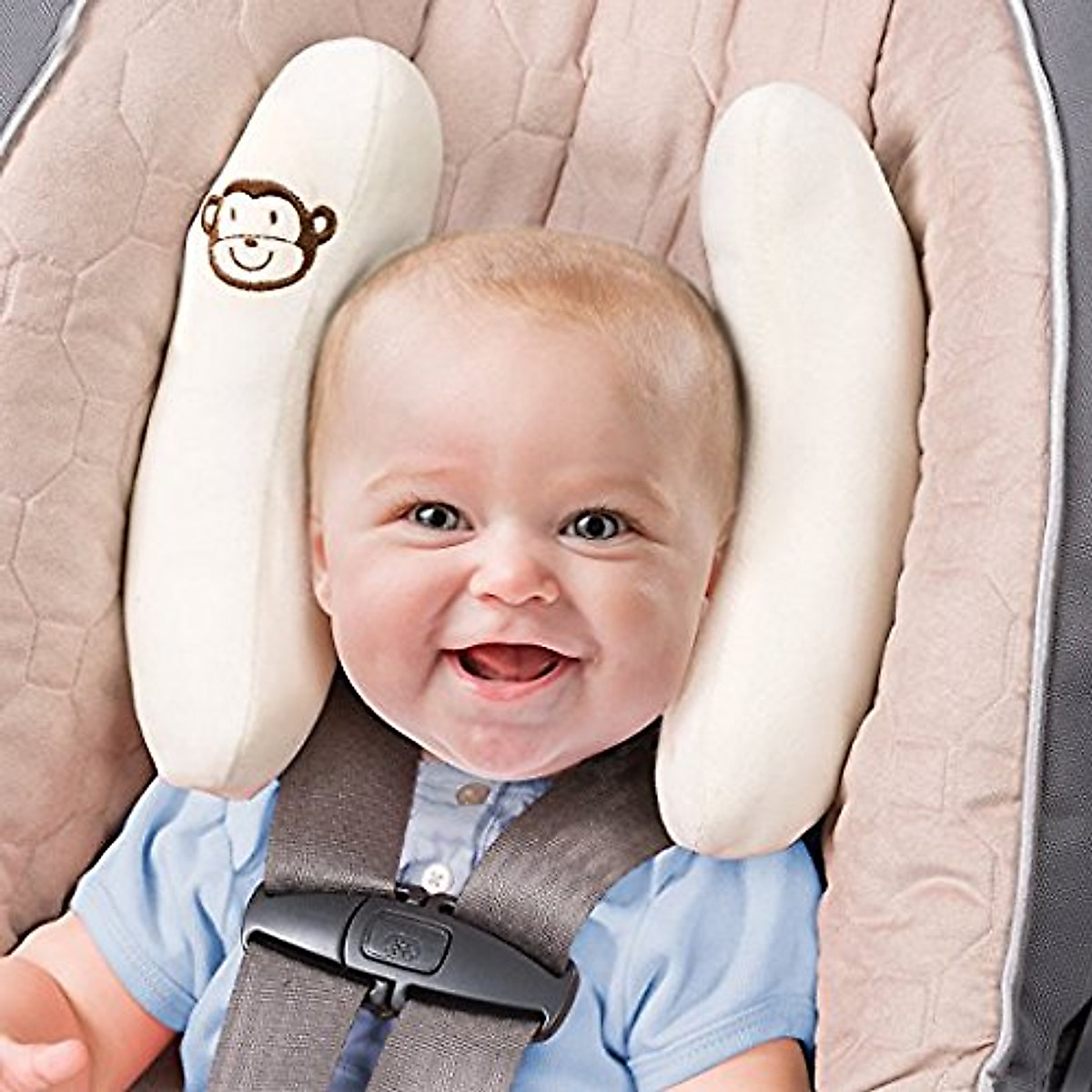 Inchant Adjustable Toddler Headrest & Neck Support, Banana Shape Travel Pillow,Best Headrest for Car Seat,Pushchair, White