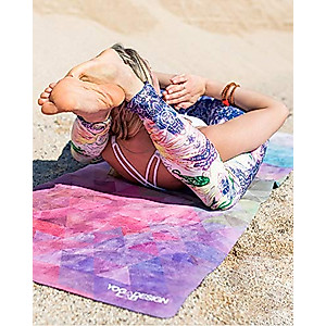 YOGA DESIGN LAB | Travel Yoga Mat | 2-in-1 Mat+Towel | Lightweight, Foldable, Eco Luxury | Ideal for Hot Yoga, Bikram, Pilates, Barre, Sweat | 1.5mm Thick | Includes Strap (Tribeca Sand, 1.5mm)