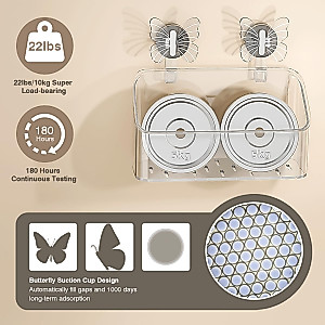 Eirunyx Clear Shower Caddy Suction Cup，No-Drill Clear Wall Caddy，Bathroom Shower Shelves Removable Shower Basket Strong Suction Shower Organizer Shower Rack