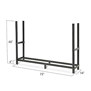 Pilgrim Home and Hearth Pro 72" Outdoor Firewood Rack Wood Holder with Cover, Durable Black Powder Coat
