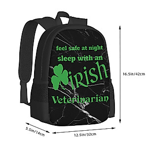 RUNAUP-Veterinarian-St-Patricks-Day-Backpack, Lightweight Backpack Classical Casual Daypack For Women Men