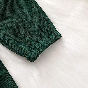 Karuedoo Kids Toddler Baby Girl Corduroy Ruffle Long Sleeve Dress Princess Party Dress Fall Winter Skirt Outfit (A-Green, 6-12M)