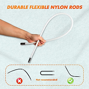 CLLVGOKD Chimney Sweep Kit 30 FT Chrome Button Locking System Chimney Cleaning kit with 9 Reinforced Nylon Flexible Rods Snap Locking 45 Degree Angle Driven by Drill for Fireplace Flue Home Use