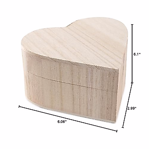 Bright Creations Set of 3 Unfinished Wood Jewelry Box for Painting, Wooden Heart Shaped Box Organizer with Magnetic Hinged Lid for DIY Projects, Gifts, Wood Crafts for Valentine’s Day