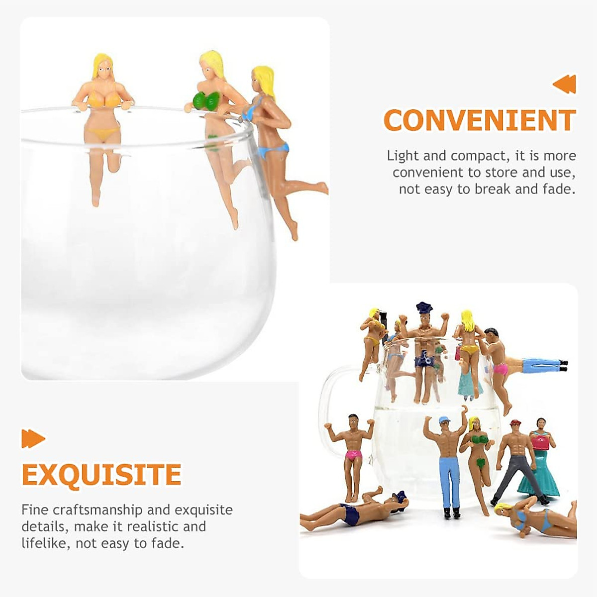 Kisangel 8pcs Miniature Wine Glass Markers Drinking Cup Markers Figures People Edges Doll for Wine Glass Drink Marker