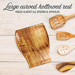 Acacia Wood Coffee Spoon Holder for Kitchen with Included , Rest Stove Top Counter Utensil Holder, 12.5 cm x 11 cm, (CSH001)