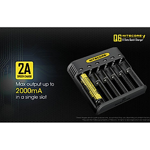 Nitecore Q6 Six Slot 2A Universal Li-ion/IMR Battery Charger for 21700, 18650, 16340, 14500, 18350 and More